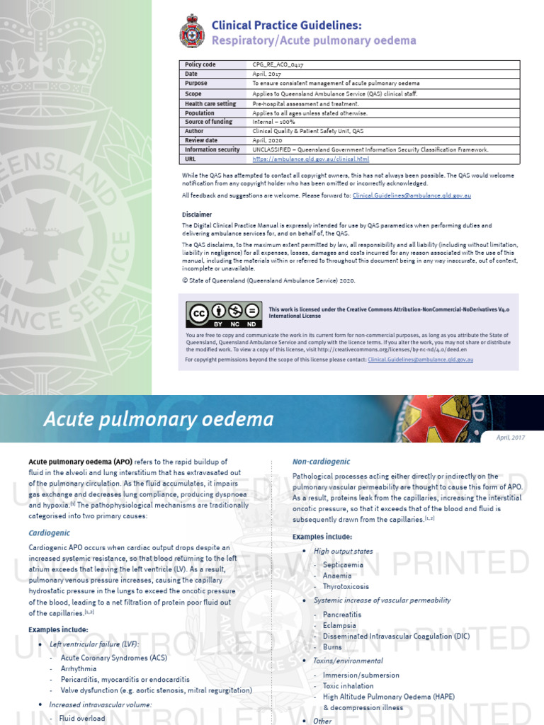 CPG_Acute pulmonary oedema | PDF | Heart | Heart Failure