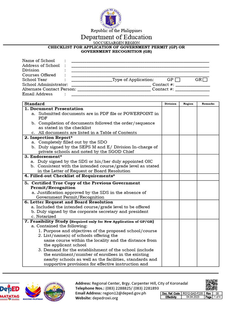 Government Permit Application Checklist | PDF