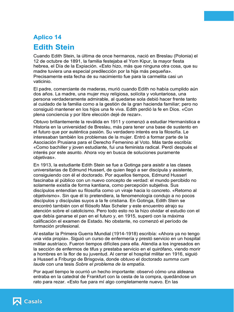 Aplico 14. Edith Stein | PDF