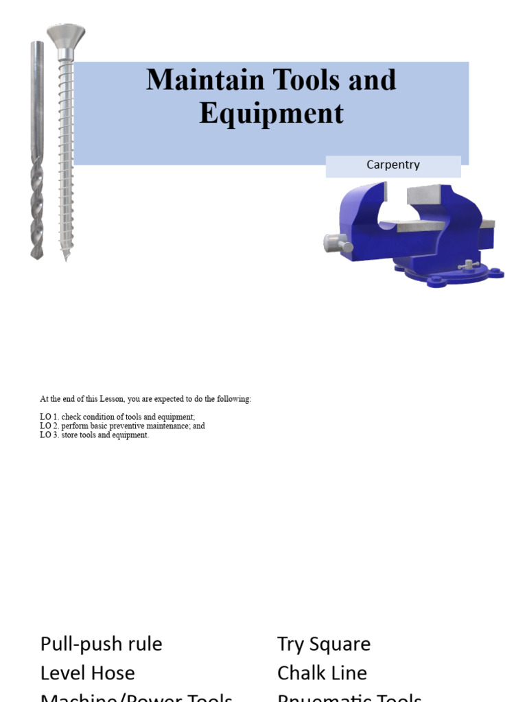 Maintain Tools and Equipment (Autosaved) | PDF | Lubricant | Personal ...