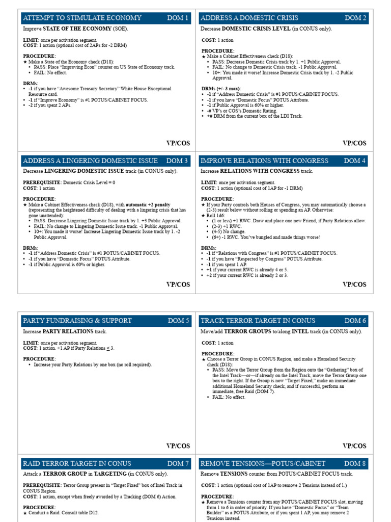 Master Actions Reference Cards | PDF | Foreign Policy | Diplomacy