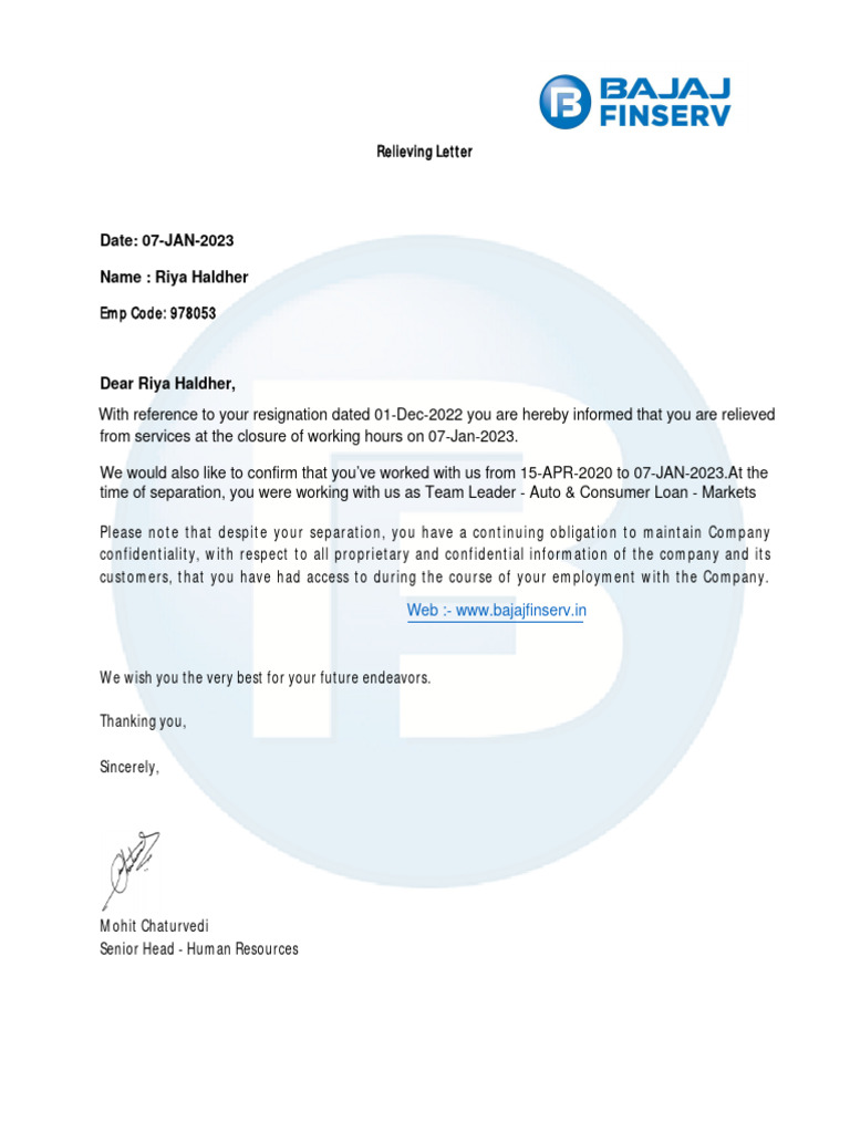 Employee Exit Confirmation | PDF