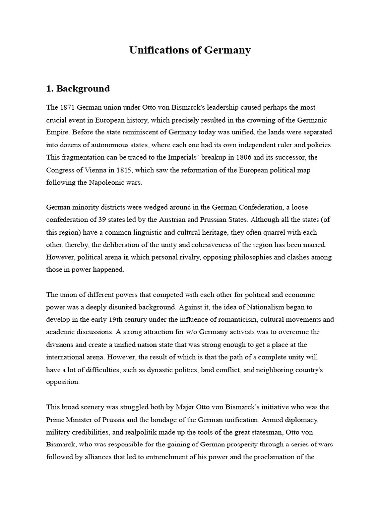Unifications of Germany | PDF | German Empire | Otto Von Bismarck