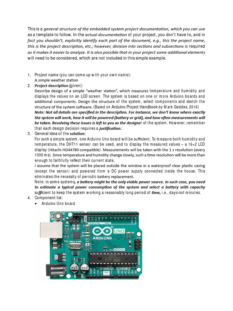 ES Project Documentation Template | Download Free PDF | Arduino ...