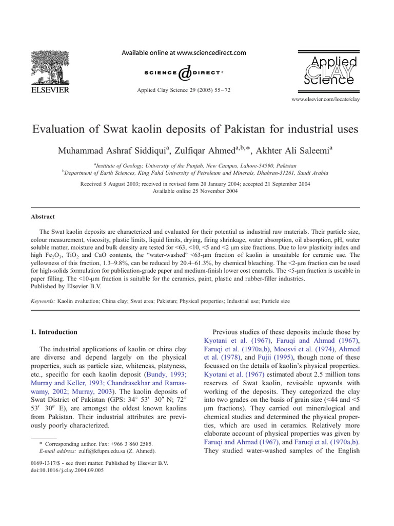 Ashraf Siddiqui 2004 | Download Free PDF | Clay | Ph