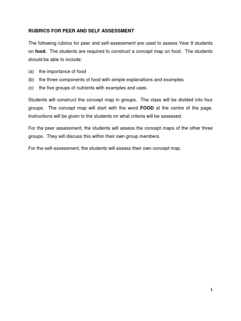 RUBRICS For Self and Peer Assessment | PDF | Rubric (Academic ...