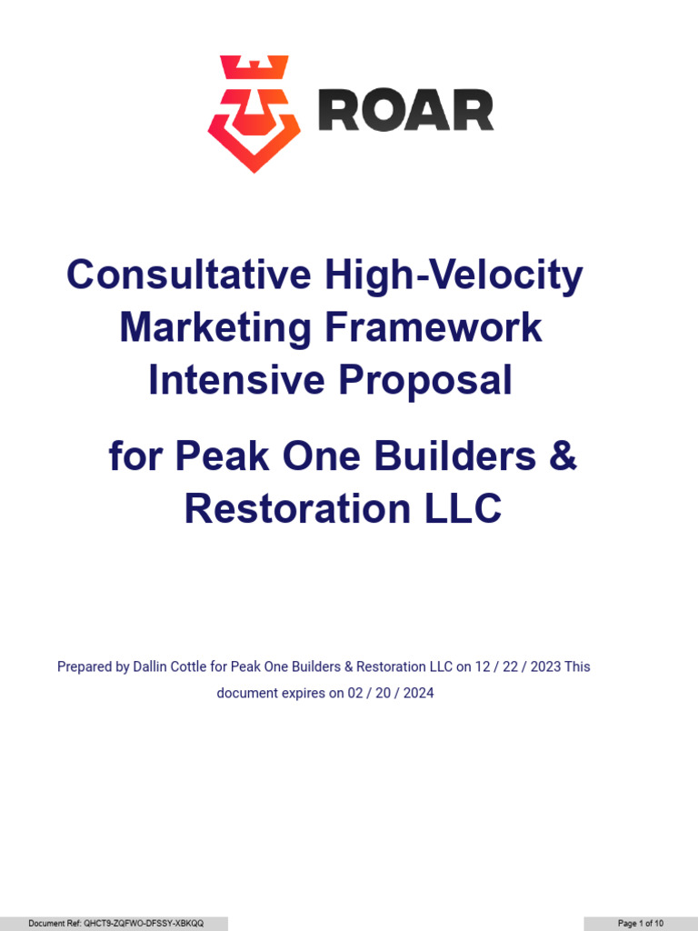 Peak One Builders & Restoration LLC & ROAR - Consultative HVMF ...