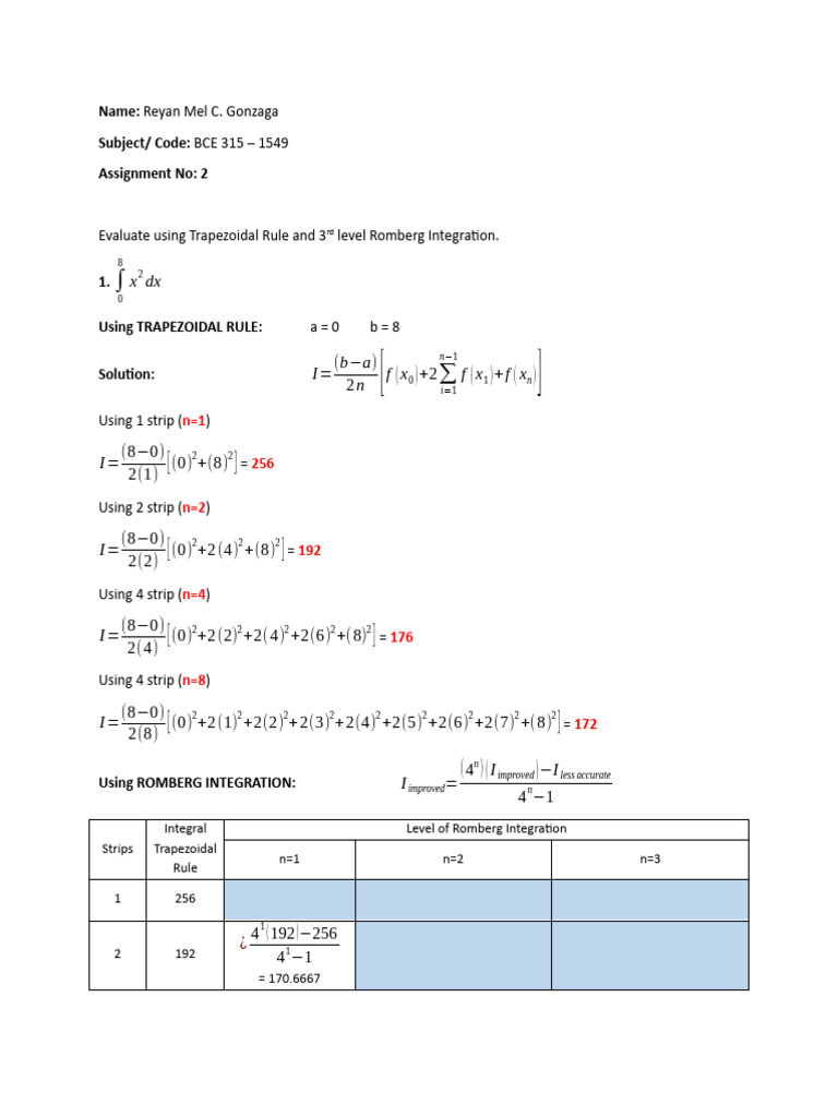 Trapezoidal Romberg Ass - No.9 | PDF | Computational Science | Asymptotic Analysis