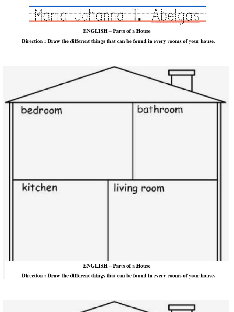 ENGLISH - Parts of The House Drawing | PDF