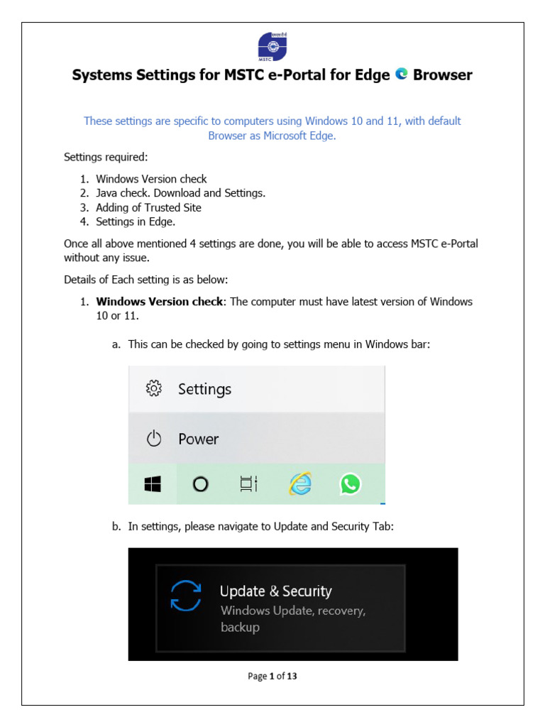 Edge Browser Settings MSTC | PDF | Microsoft Windows | Internet Explorer