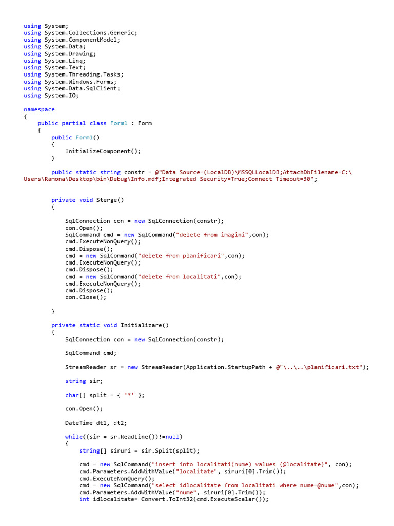 Prelucrare Fisier Text C# | PDF | Computer Engineering | Computer Programming