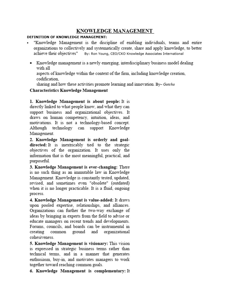 KC 1 1.3, 1.4 Knowledge Management | PDF | Knowledge Management | Knowledge