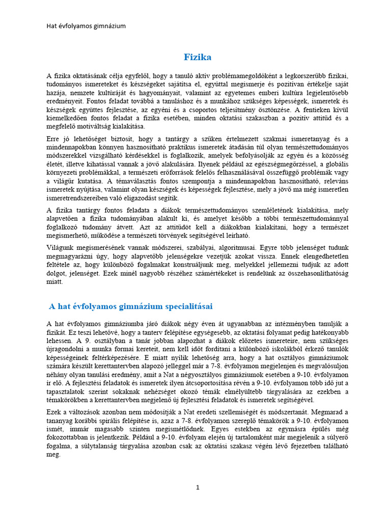 Fizika - Hat - Evf 7-12 Évf Fizika | PDF