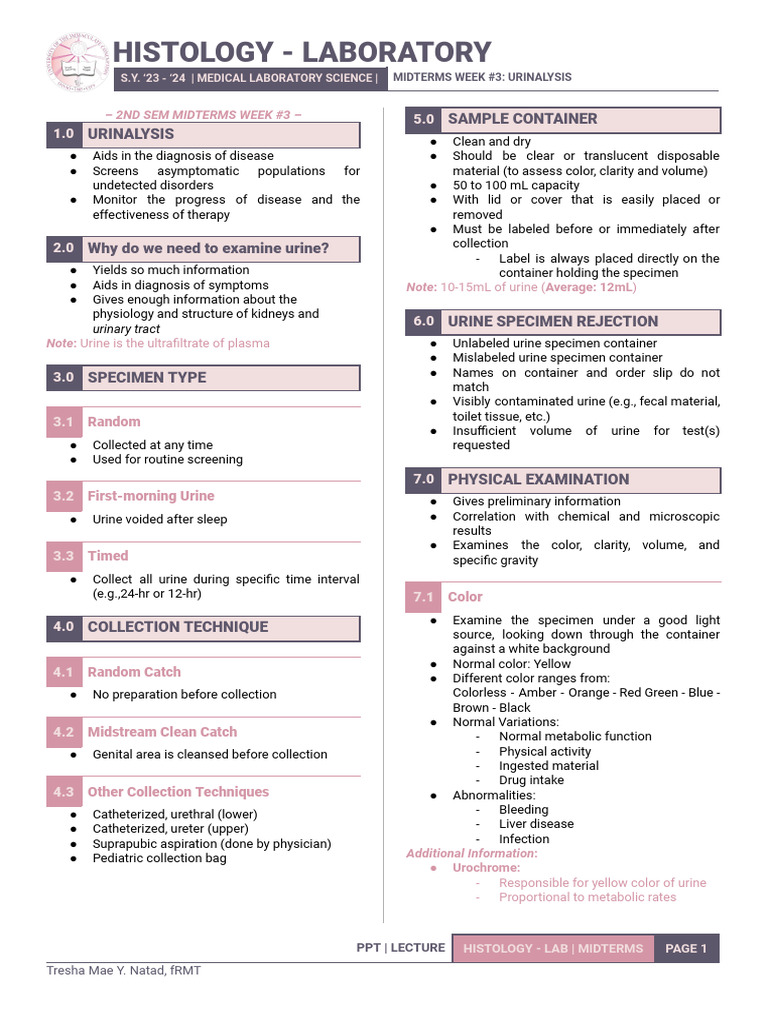Urinalysis Notes | Download Free PDF | Urine | Clinical Medicine