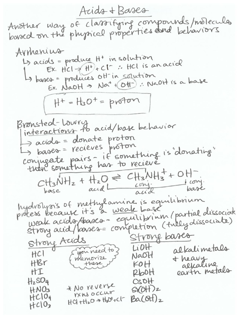 Acids & Bases Lecture 1 (Definitions, Ka & KB) | PDF
