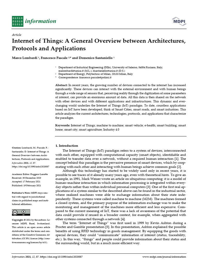 Internet of Things A General Overview Between Arch | PDF | Internet Of Things | Service Oriented ...