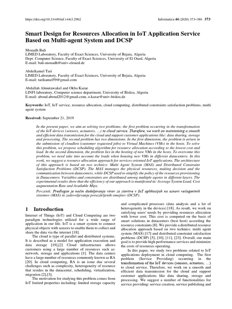 Smart Design For Resources Allocation in | PDF | Internet Of Things | Cloud Computing