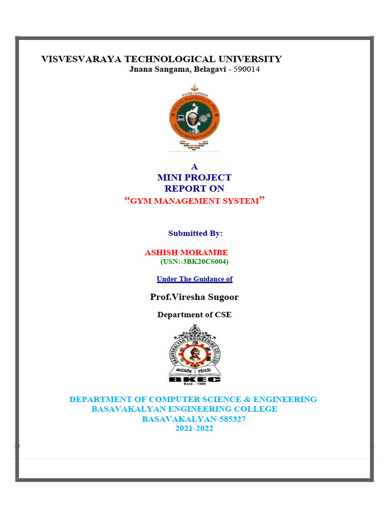 Gym Management System Mini Project Report | PDF | Databases ...