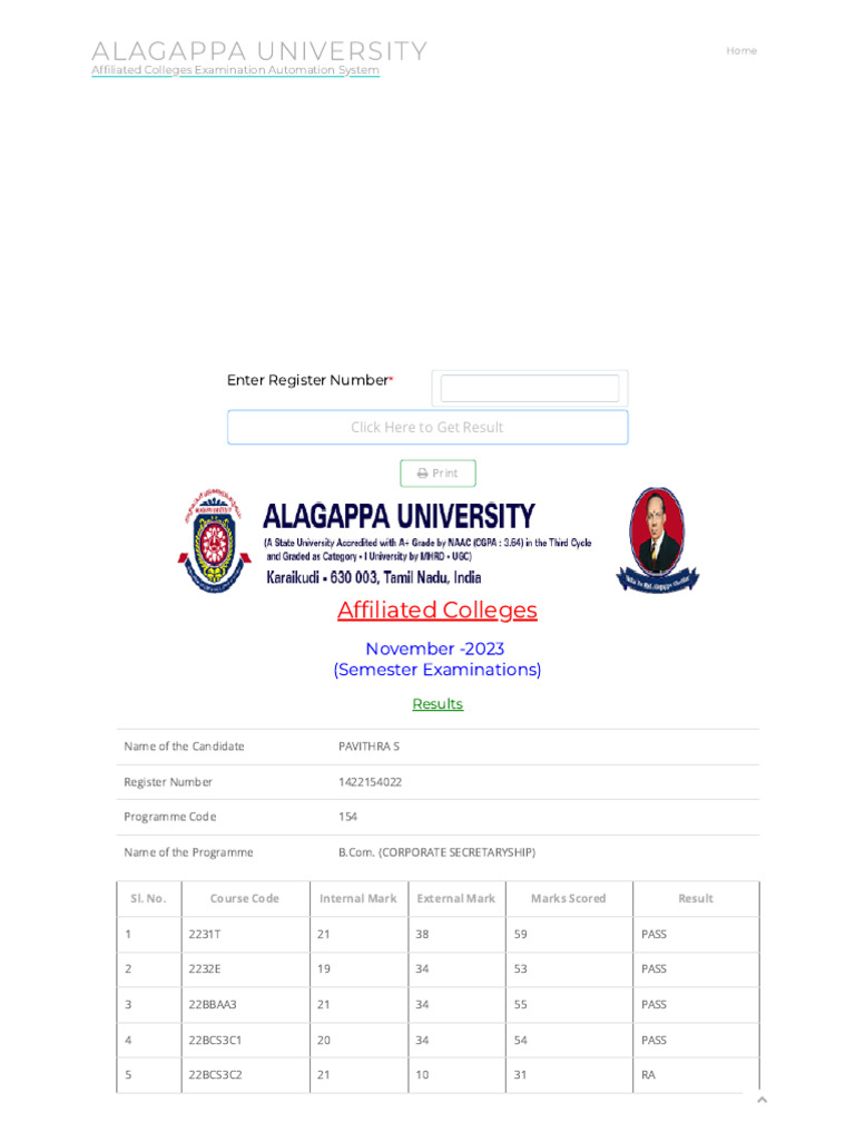 Alagappa University - Affiliated Colleges Examination Automation System ...
