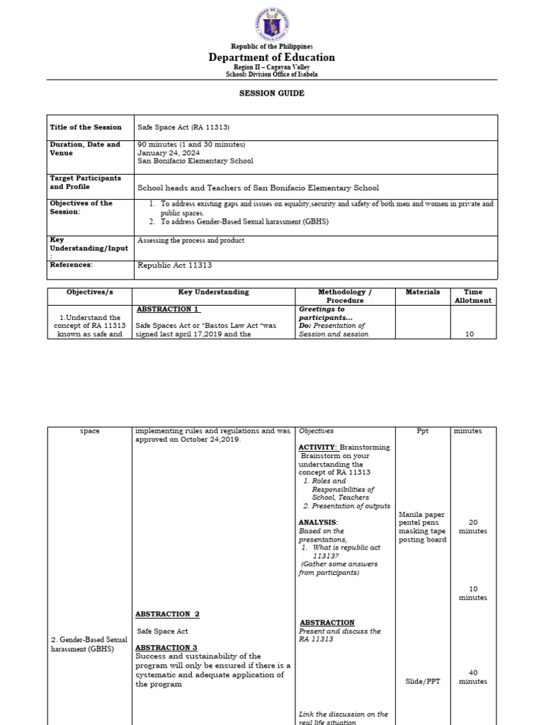 Sample Session Guide Safe Space | PDF