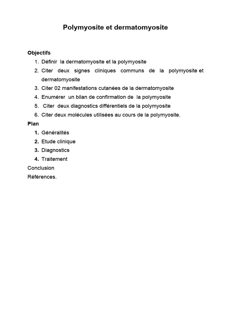 Polymyosite et dermatomyosite : définitions et diagnostics | PDF ...