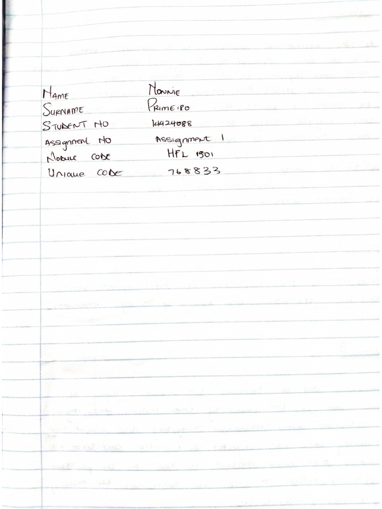 HFL 1501 Assignment 1 | PDF