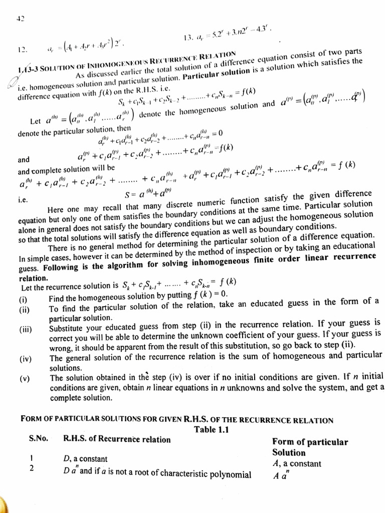 PI OF Recurrence Relation | PDF