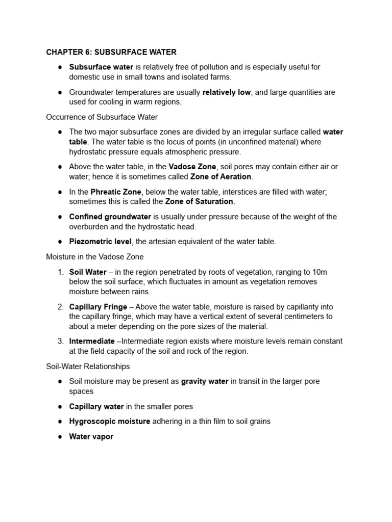 Chapter 6 Subsurface Water Pdf Aquifer Groundwater