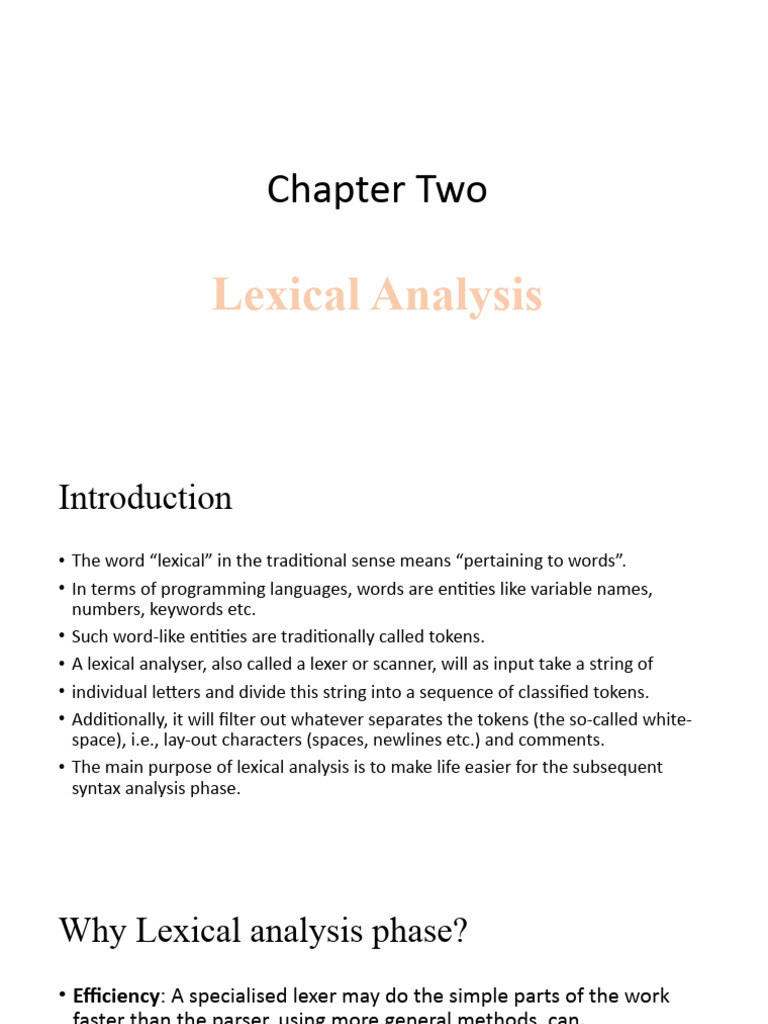 Chapter 2 Lexical Analysis | PDF | Computer Programming | Formalism ... Chapter 2 Lexical Analysis | PDF | Computer Programming | Formalism ...
