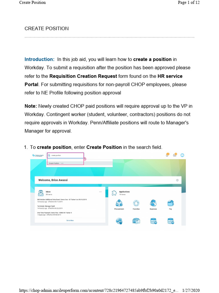 WD - HCM - Create Position | Download Free PDF | Business