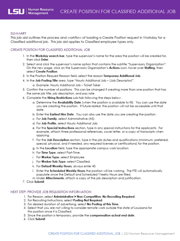 WD - HCM - Create Position - Workflow | PDF | Human Resource Management ...