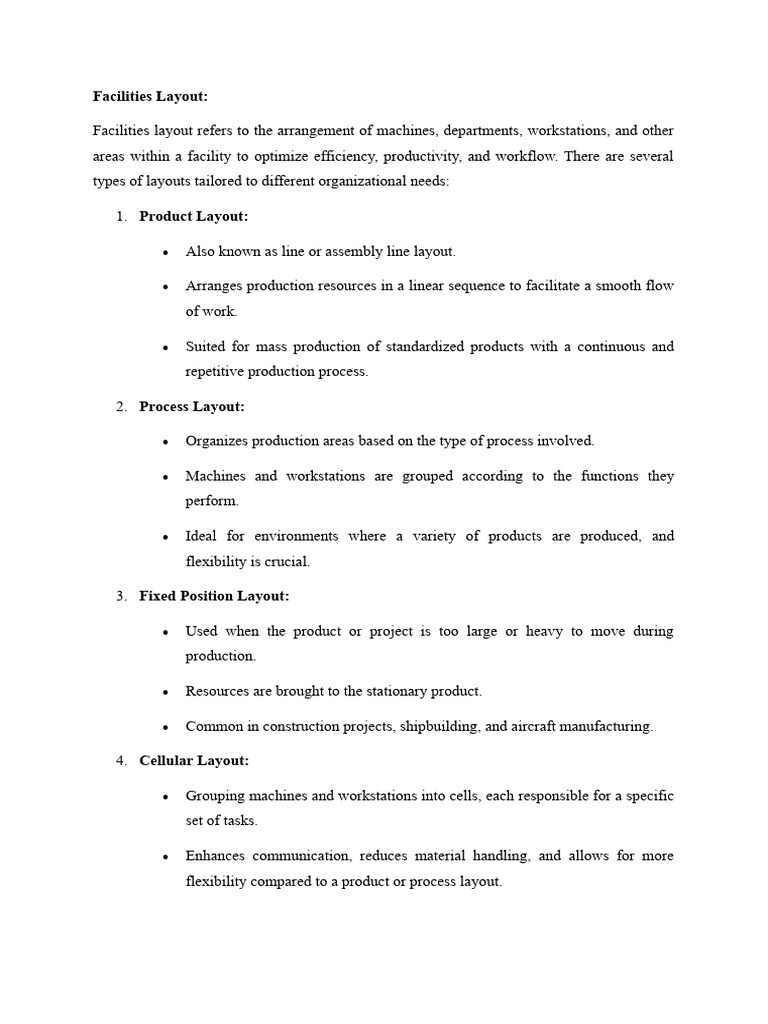 Facility Layout Pdf Business Process Business
