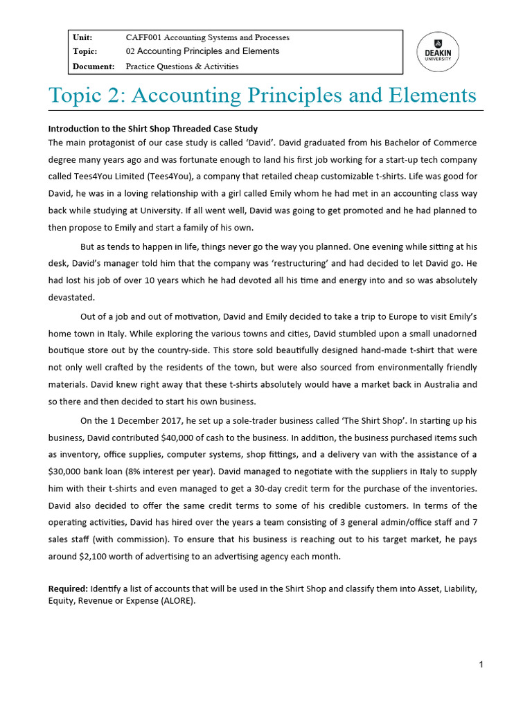 CAFF001 Topic 2 Practice Question Solutions | PDF | Expense | Debits ...