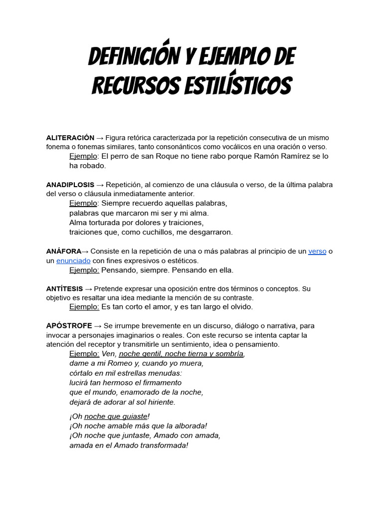 Ejemplos de Recursos Estilísticos | PDF | Lingüística