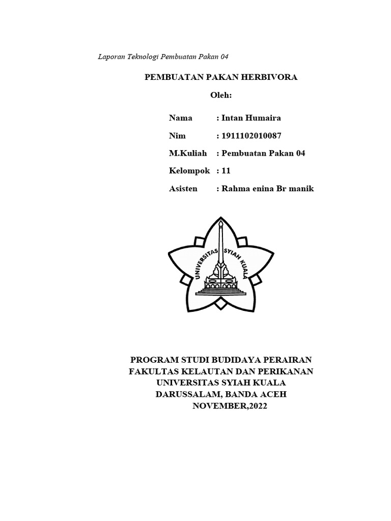 INTAN HUMAIRA - 1911102010087 - Laporan Pembuatan Pakan 04 | PDF ...