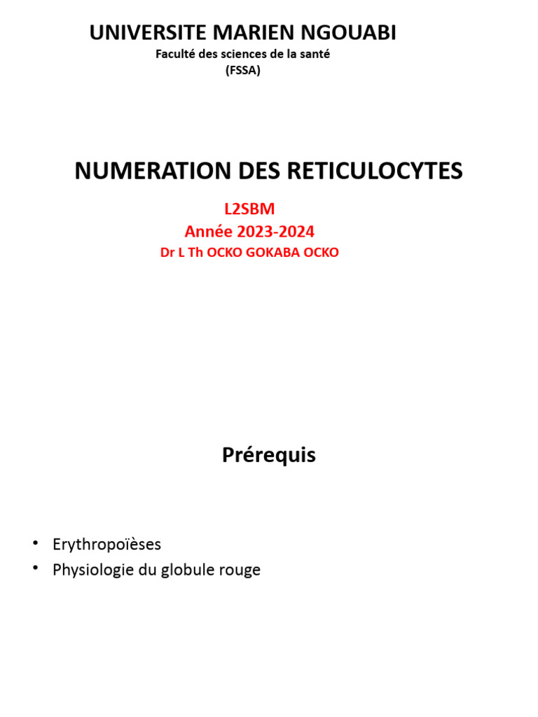 Reticulocytes | PDF | Anémie | Globule rouge