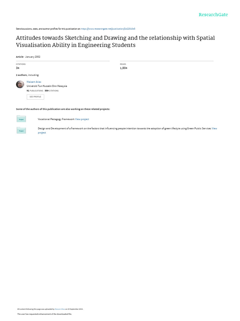 Attitudes Towards Sketching and Drawing and The Relationship With Spatial Visualisation Ability ...