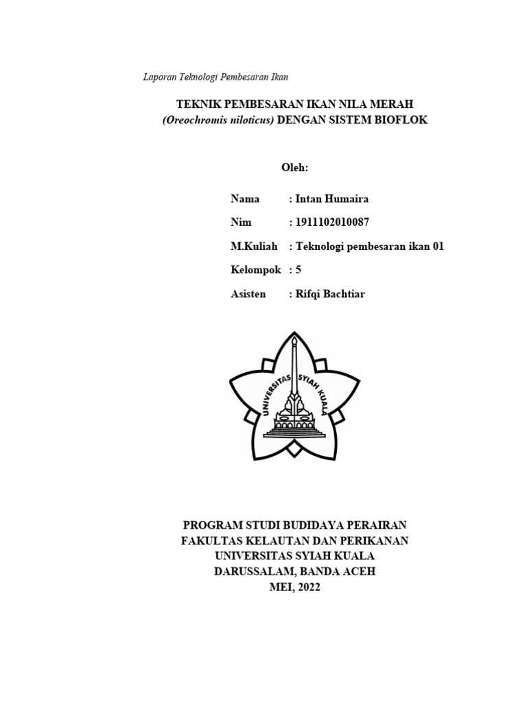 Intan Humaira - 1911102010087 - Laporan Pembesaran Ikan Nila Merah ...
