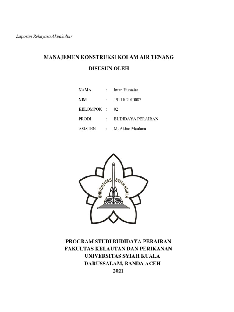 Intan Humaira - 1911102010087 - Budidaya Perairan - Laporan Rekayasa | PDF