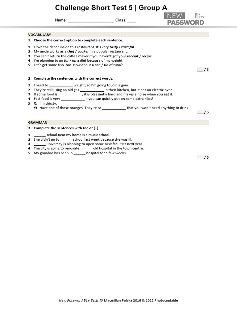 New Password B1+ CST 5A | PDF