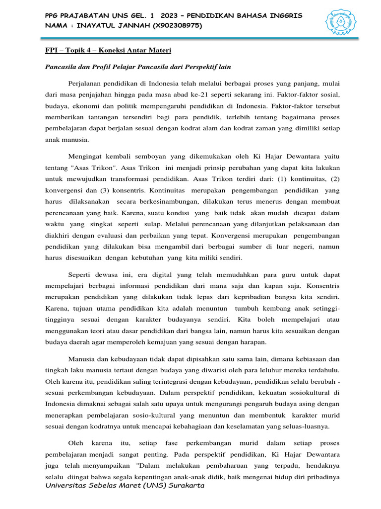 FPI - Topik 4 - Koneksi Antar Materi | PDF