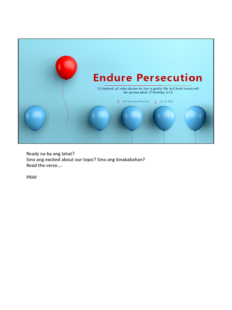 Endure Persecution FINAL Notes | PDF | Jesus | Paul The Apostle