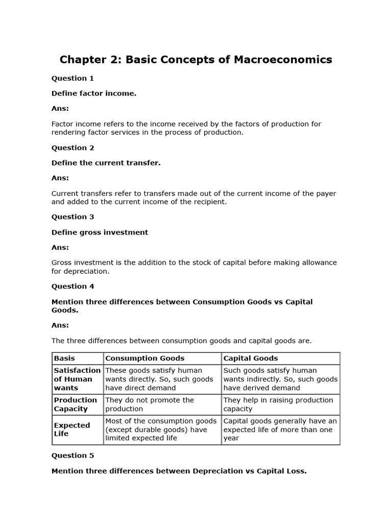 Eco - Basic Concepts of Macroeconomics | PDF | Capital (Economics) | Income
