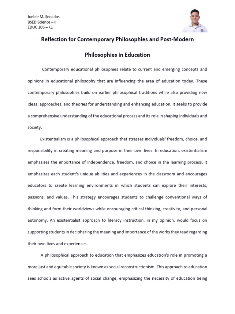 4 - Reflection For Contemporary Philosophies and Post-Modern ...