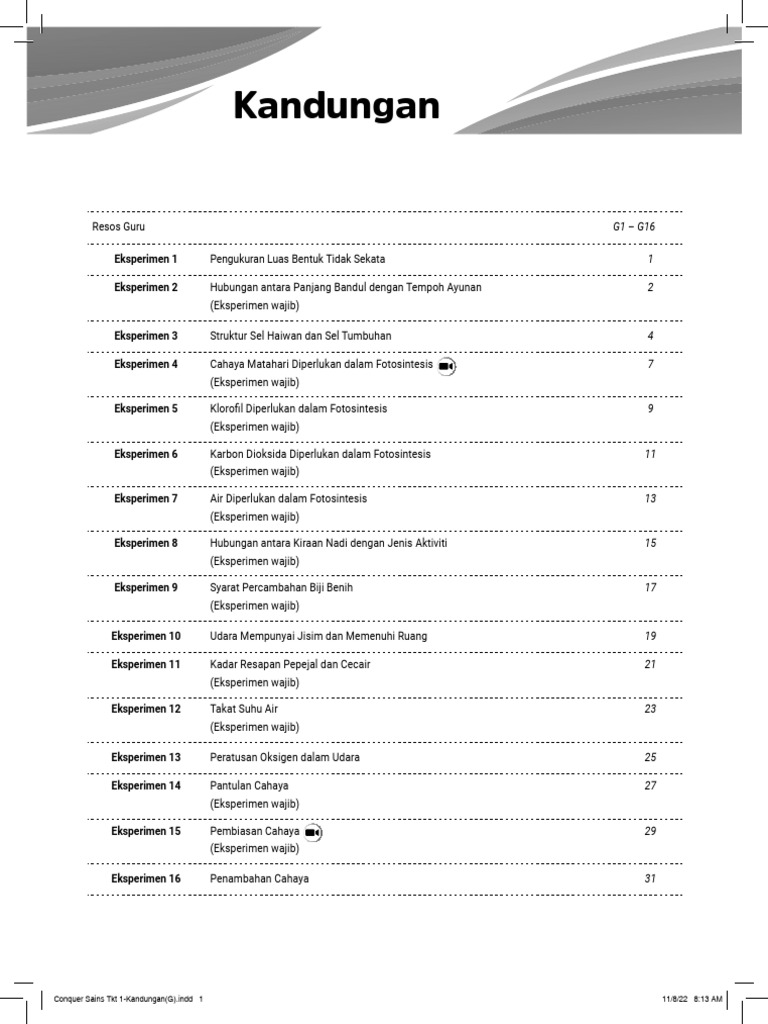 Conquer Sains Booklet Tingkatan 1 All Pdf