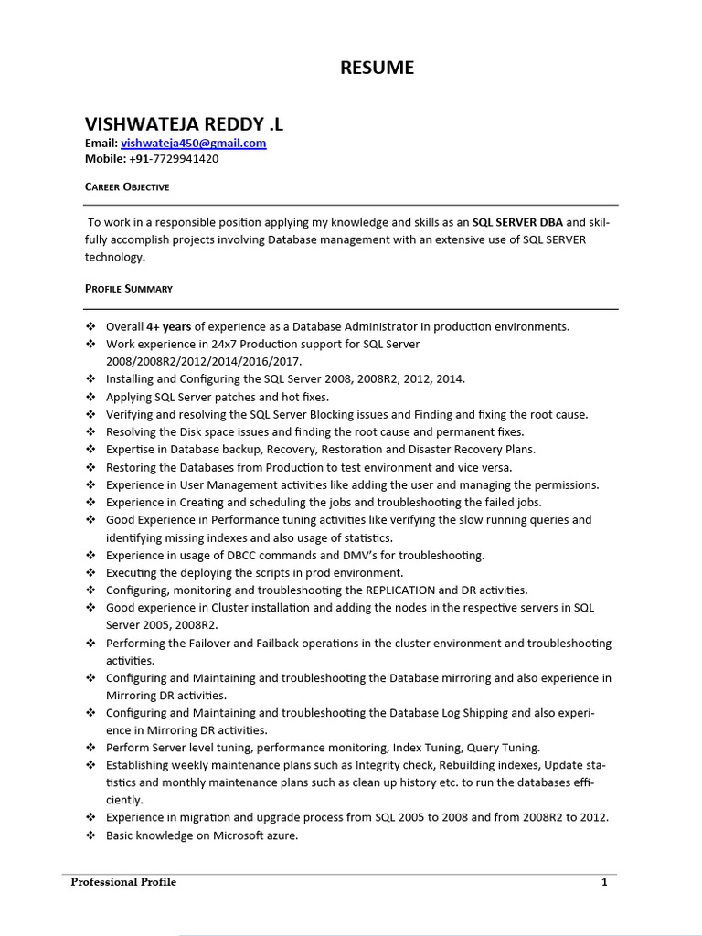 Vishwateja 1 | Download Free PDF | Microsoft Sql Server | Databases