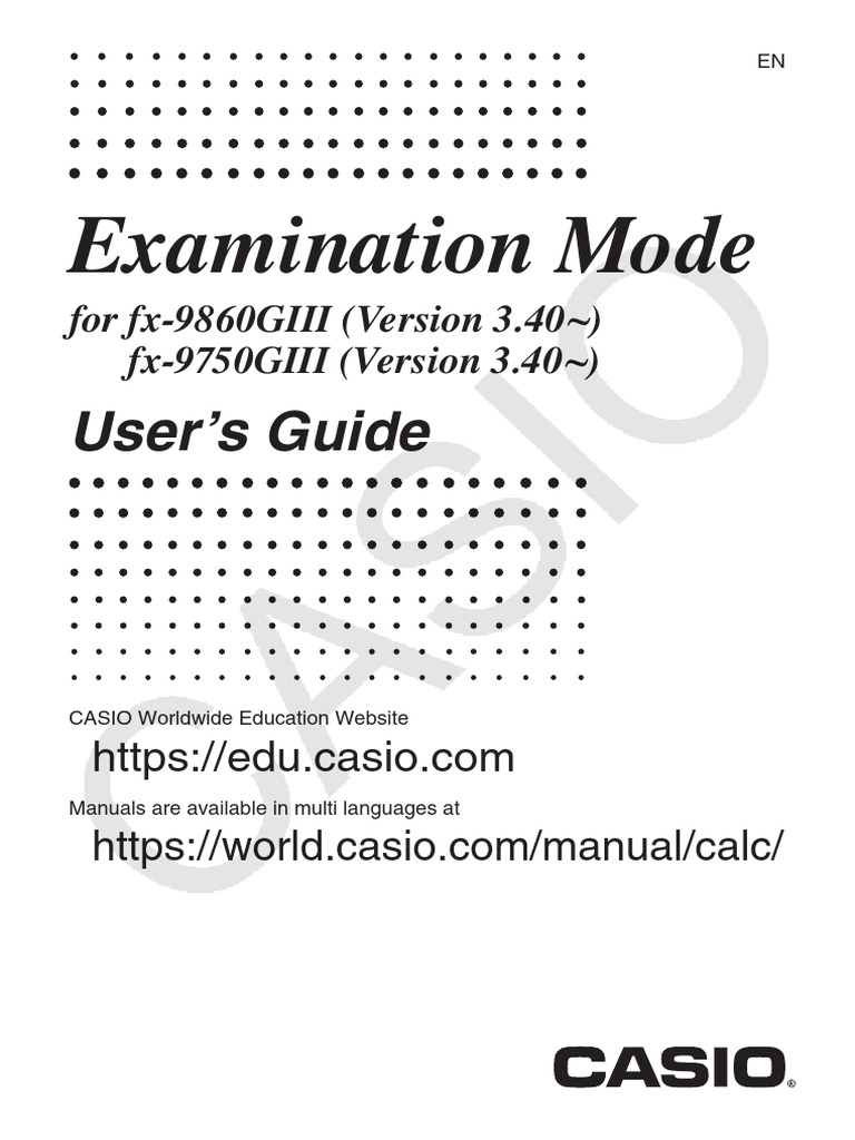 fx-9860GIII 9750G3 Examination - CASIO COMPUTER CO., LTD | PDF ...