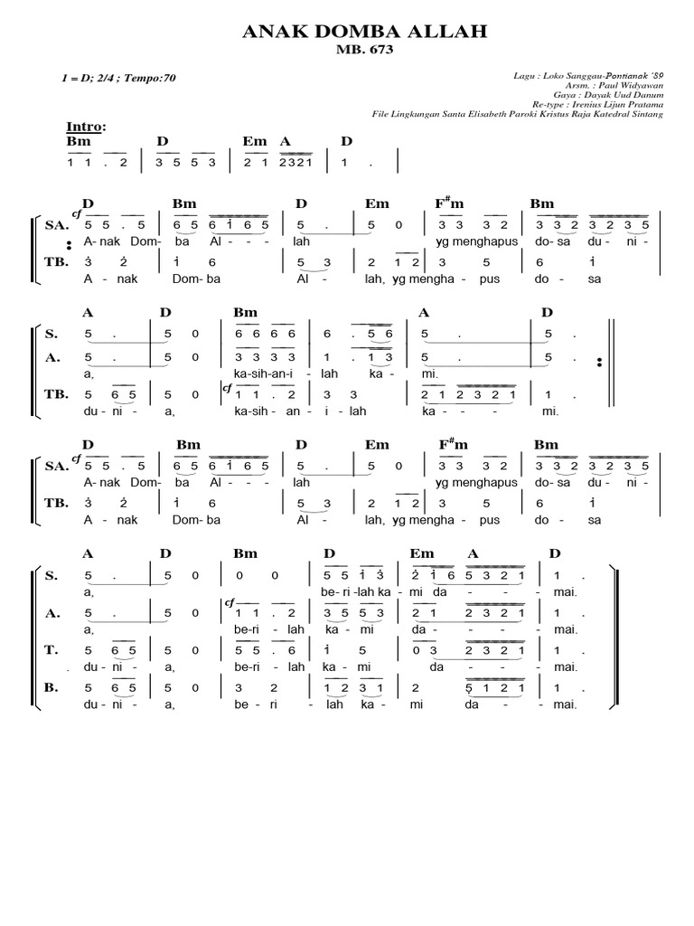 Anak Domba Allah Uud Danum MB 673 | PDF