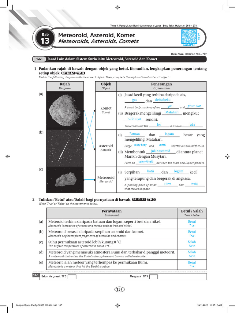 Sains: Meteoroid, Asteroid, Komet | PDF | Sains & Matematika