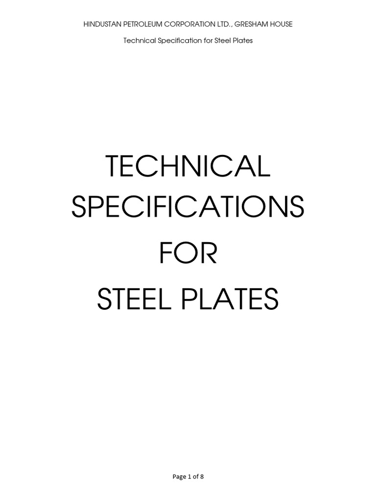 Plates Spec. | PDF | Specification (Technical Standard) | Steel